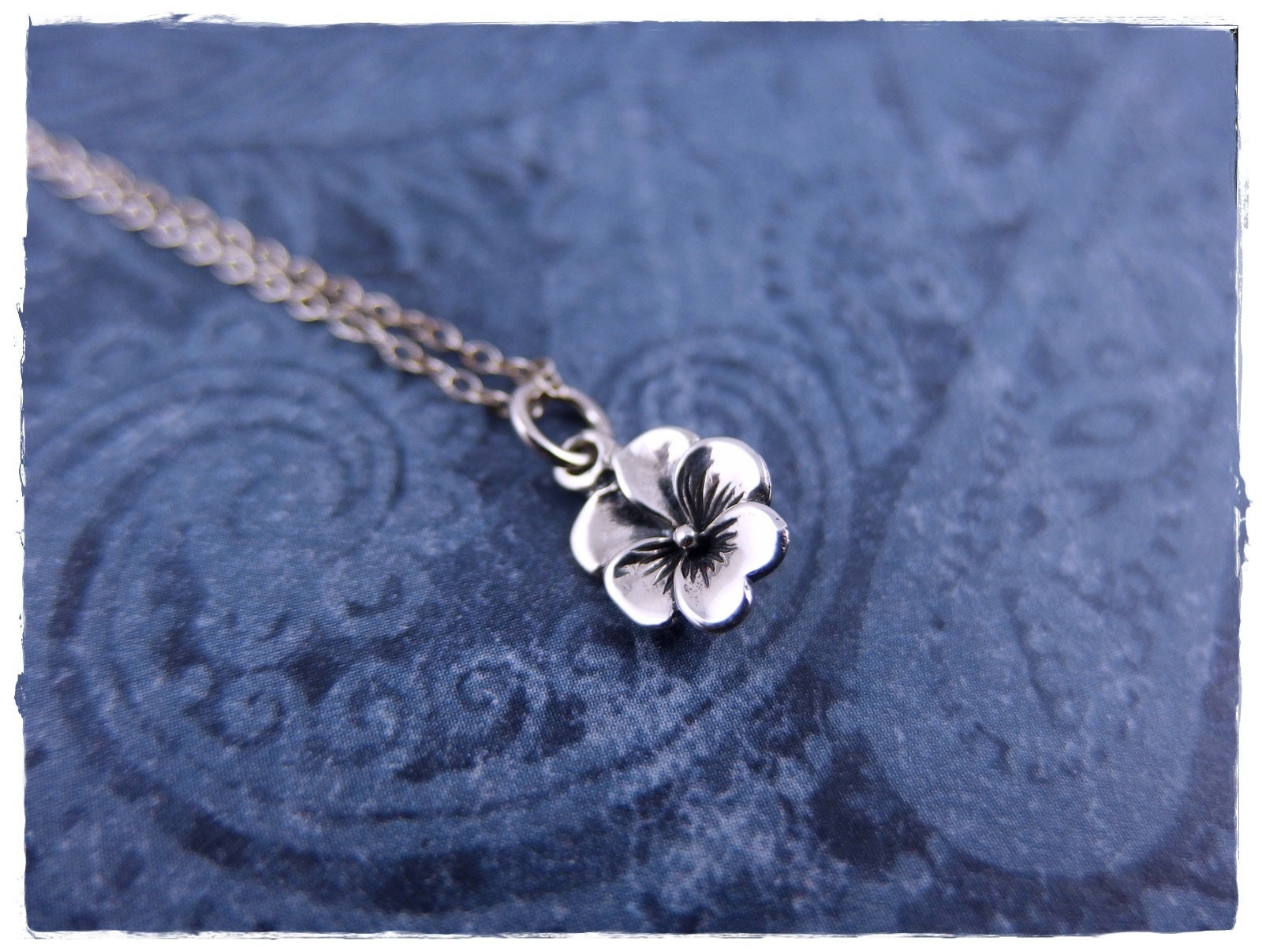 Tiny Silver Pansy Necklace - Sterling Silver Pansy Charm on a Delicate ...