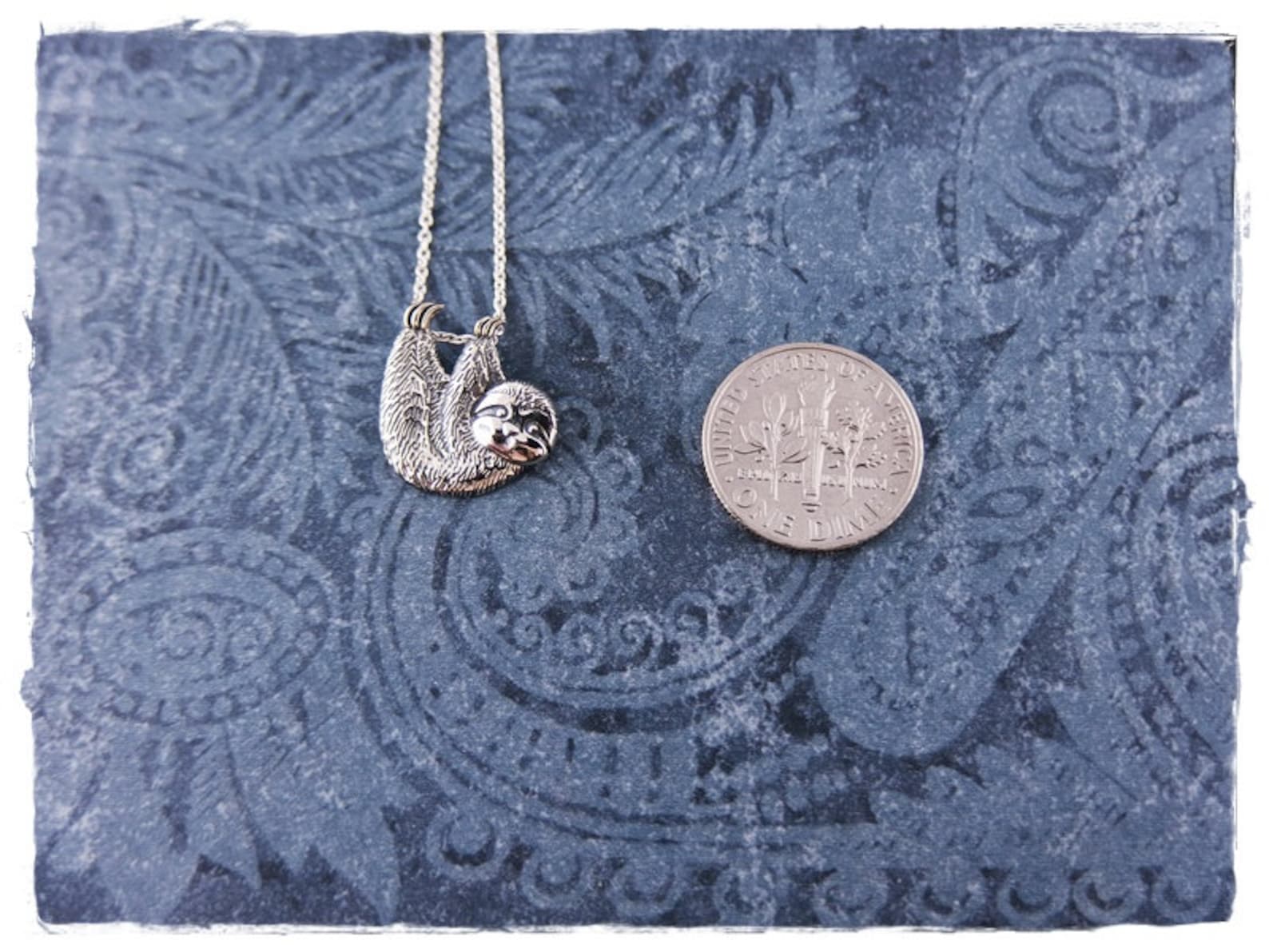 Silver Sloth Necklace Sterling Silver Sloth Charm on a | Etsy