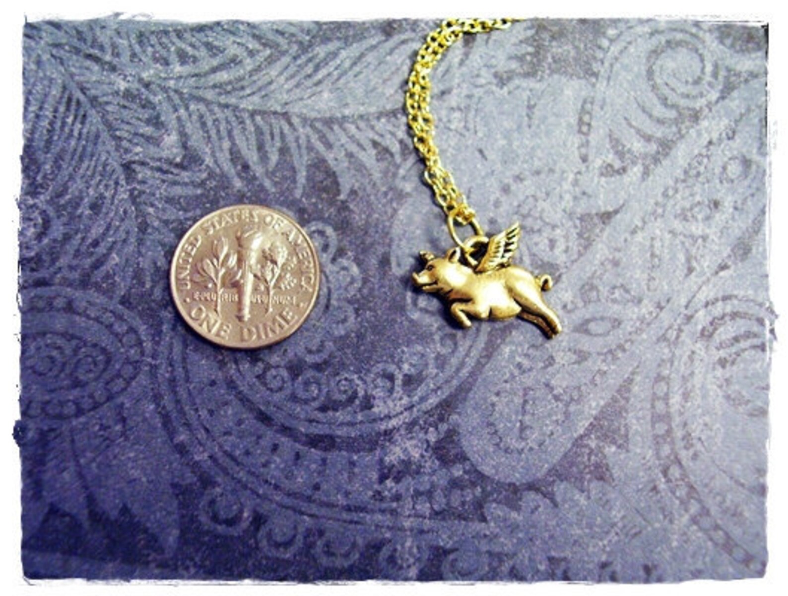 Gold Flying Pig Necklace Antique Gold Pewter Flying Pig - Etsy