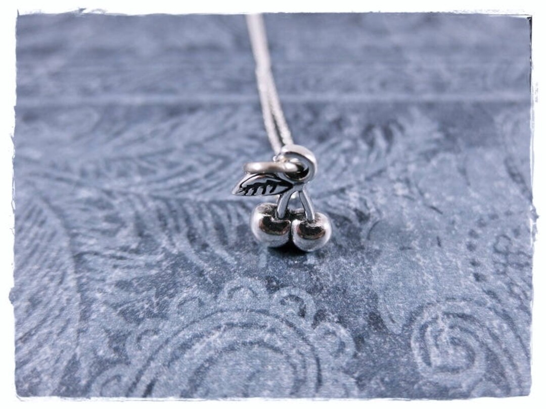 Silver Cherries Necklace - Sterling Silver Cherries Charm on a Delicate ...