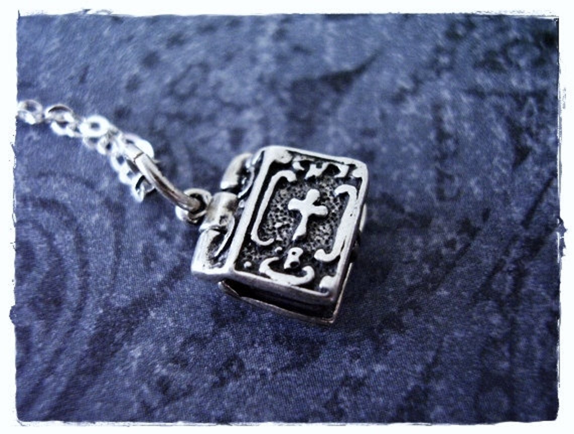 Tiny Bible Locket Sterling Silver Bible Locket on a Delicate - Etsy