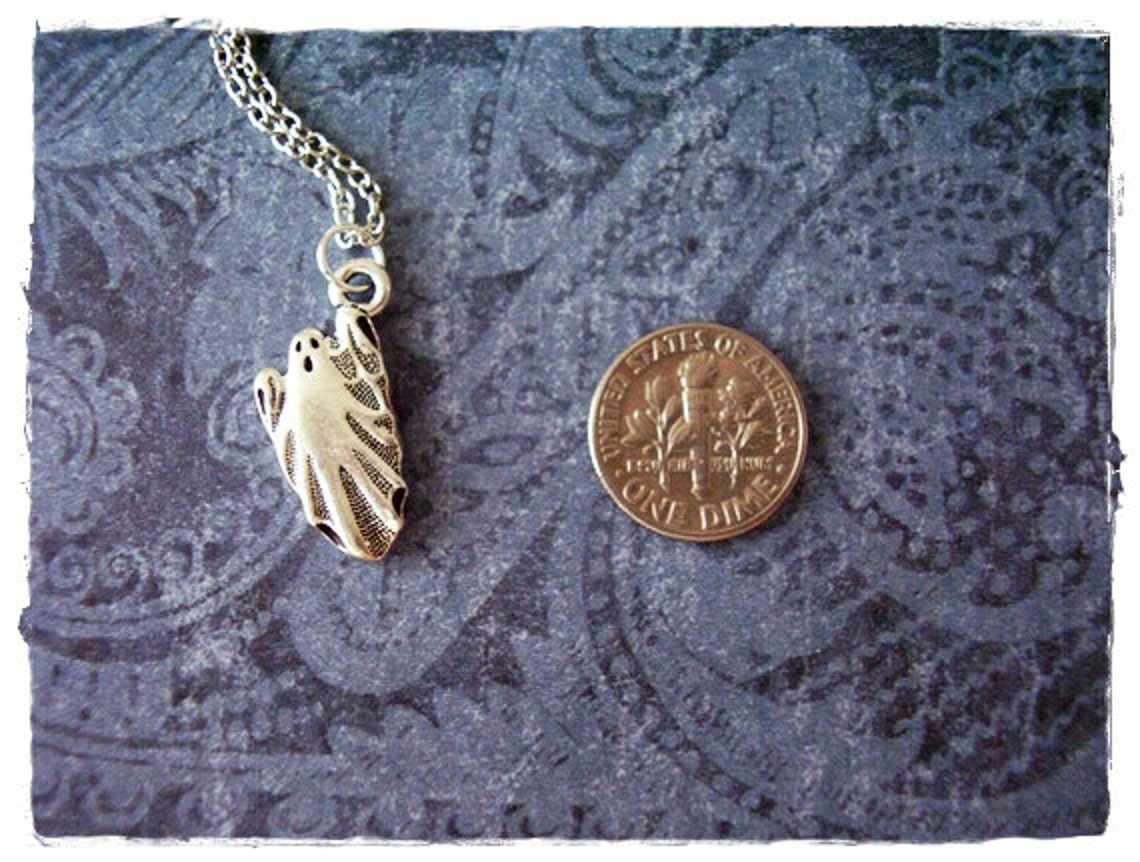 Silver Ghost Necklace Silver Pewter Ghost Charm on a - Etsy