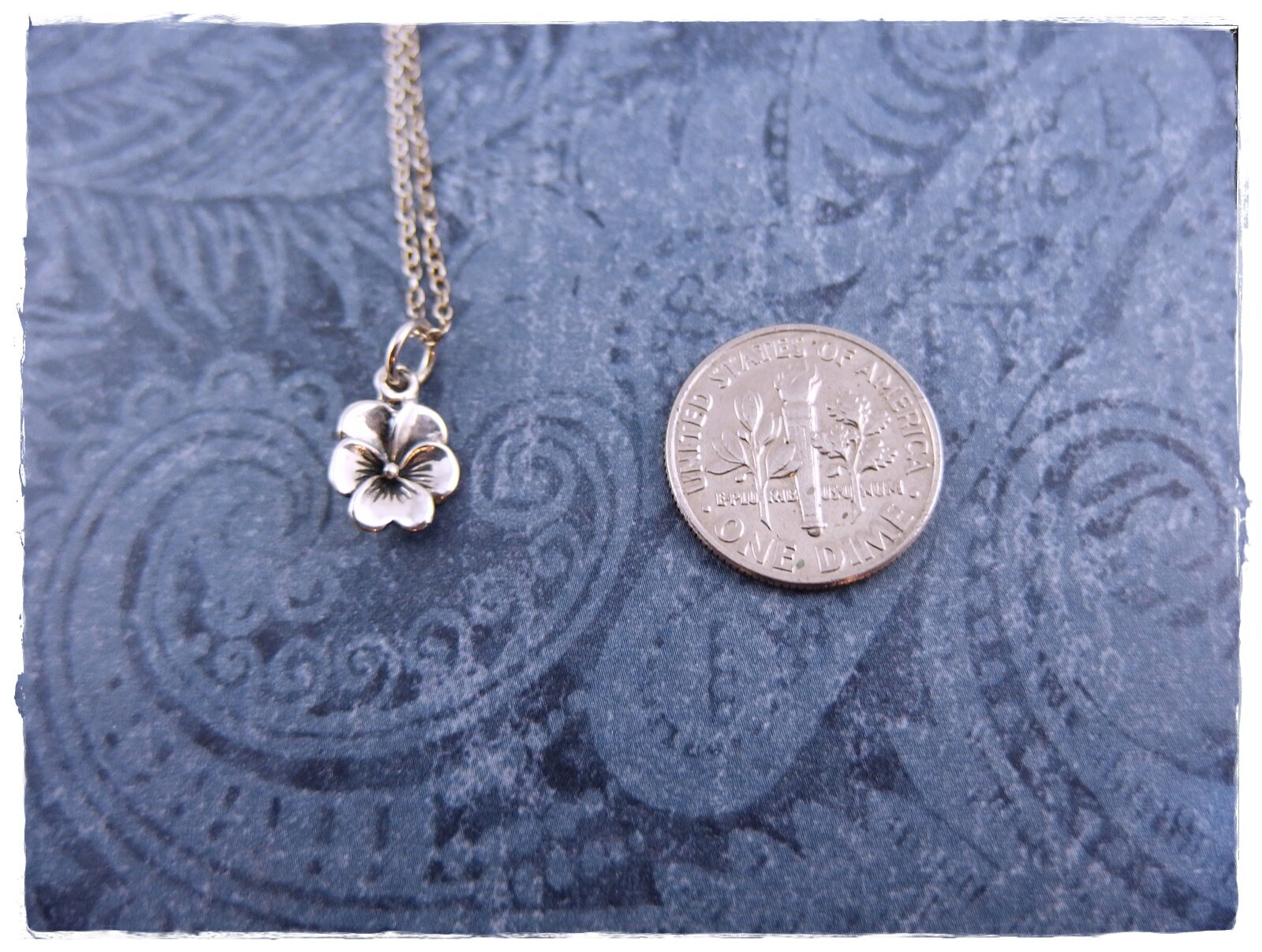 Tiny Silver Pansy Necklace - Sterling Silver Pansy Charm on a Delicate ...