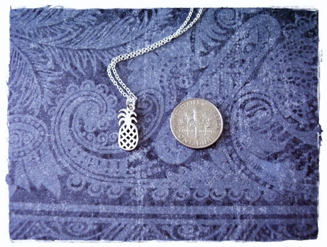Silver Pineapple Necklace Sterling Silver Pineapple Charm on - Etsy