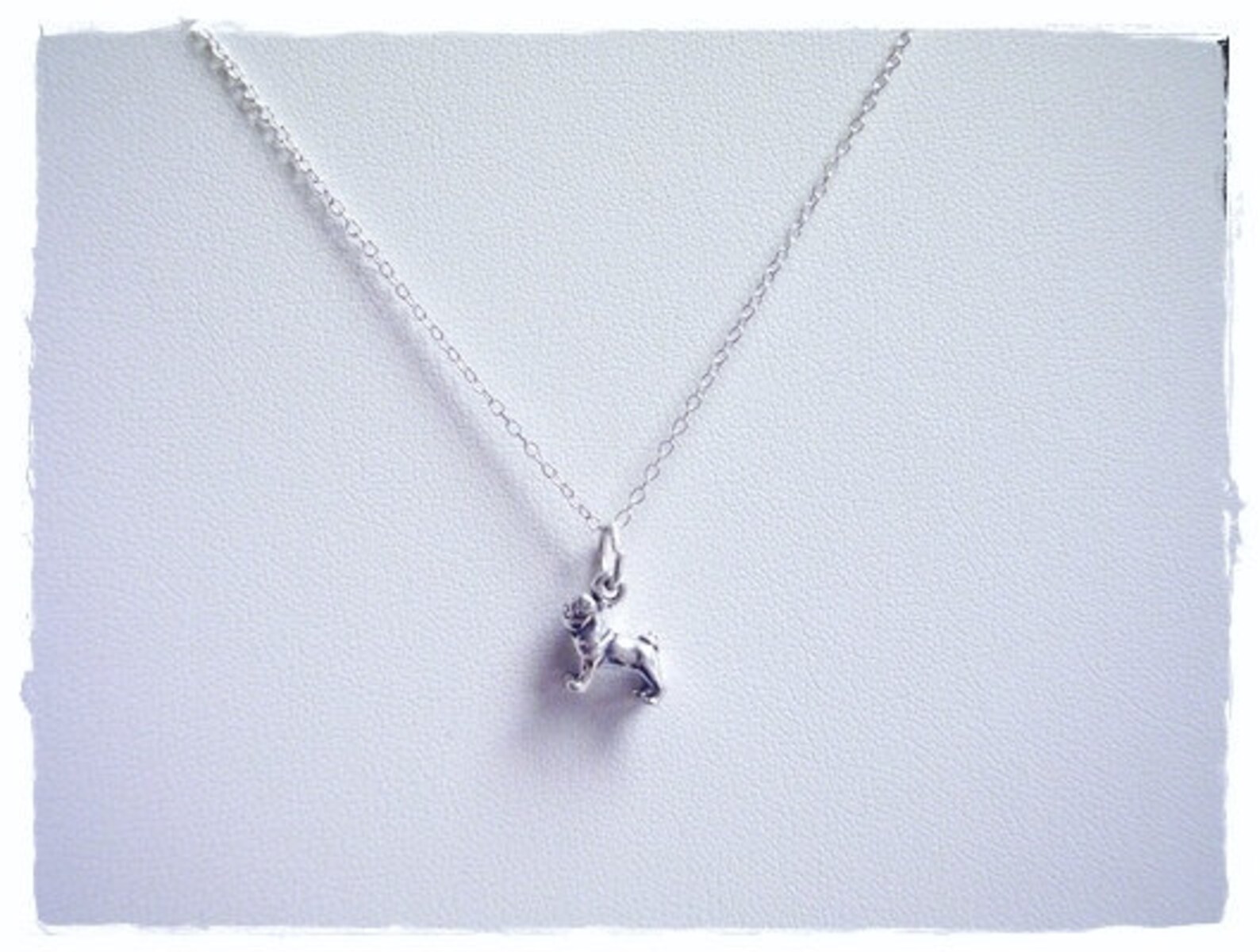 Tiny Pug Necklace - Sterling Silver Pug Charm on a Delicate Sterling ...