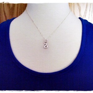 Silver Cursive Z Initial Necklace - Sterling Silver Cursive Initial Z ...