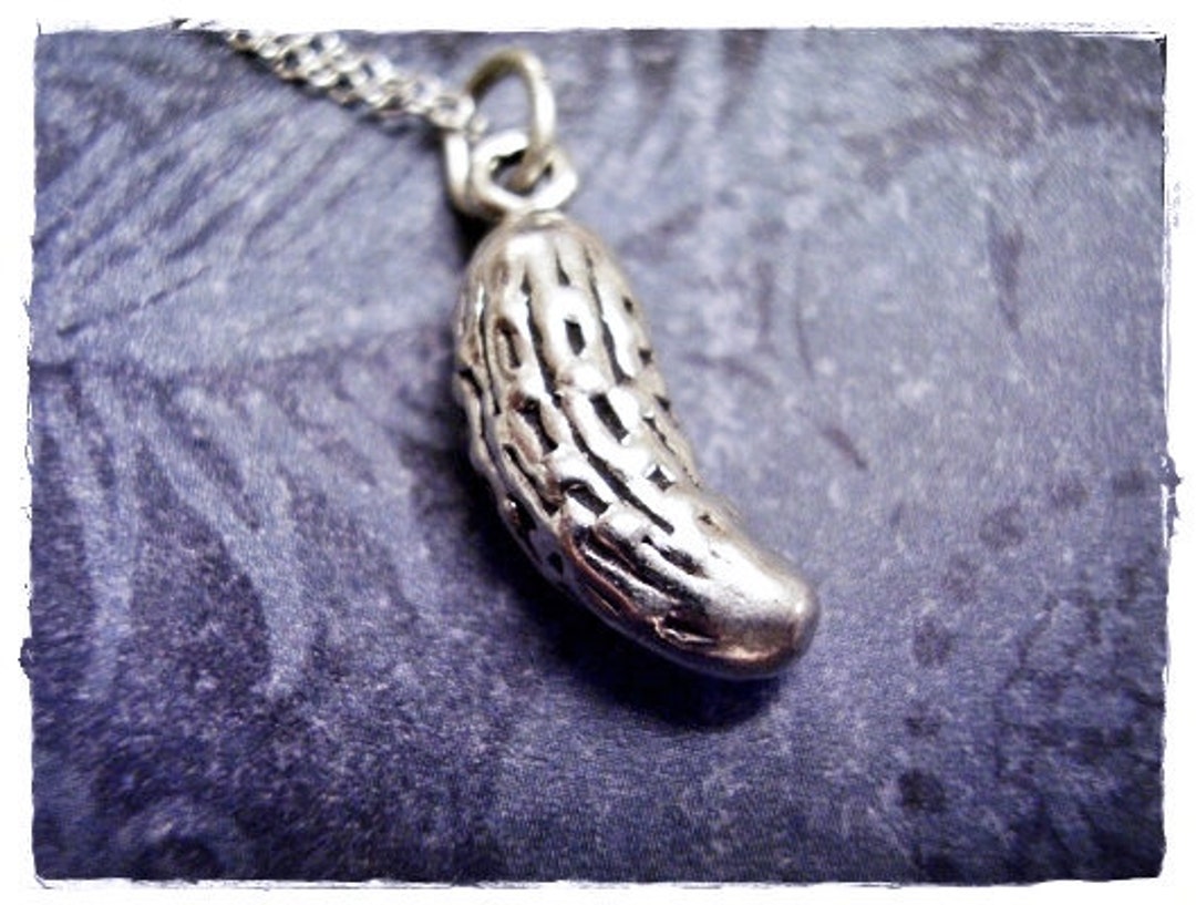 Silver Pickle Necklace - Sterling Silver Pickle Charm on a Delicate ...