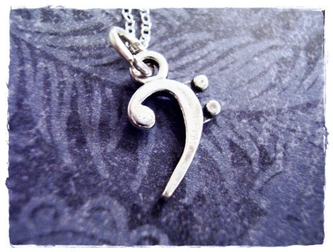 Silver Bass Clef Necklace Sterling Silver Bass Clef Charm on a Delicate ...