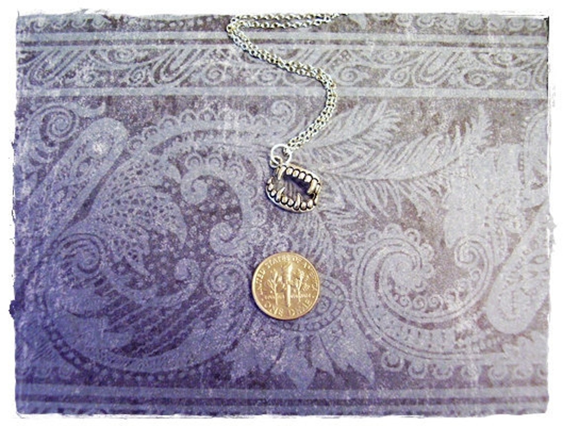 Silver Vampire Fangs Necklace Antique Pewter Vampire Fangs - Etsy