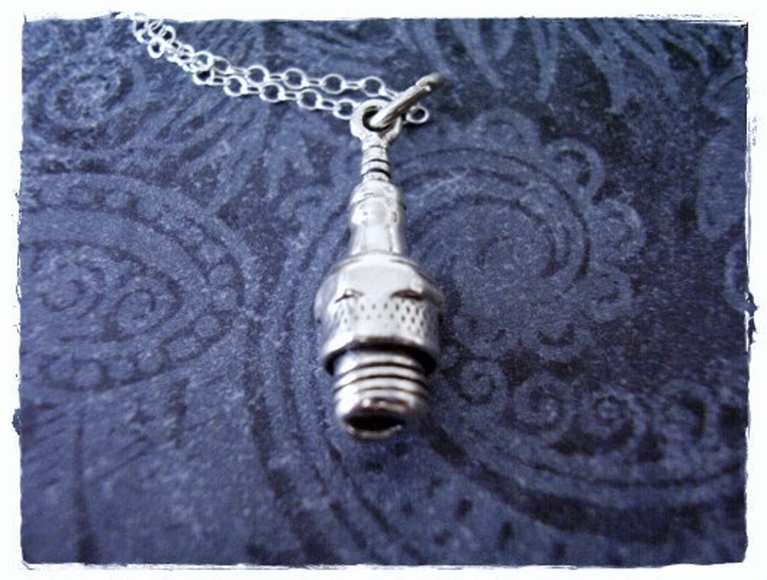 Silver Spark Plug Necklace - Sterling Silver Spark Plug Charm on a ...