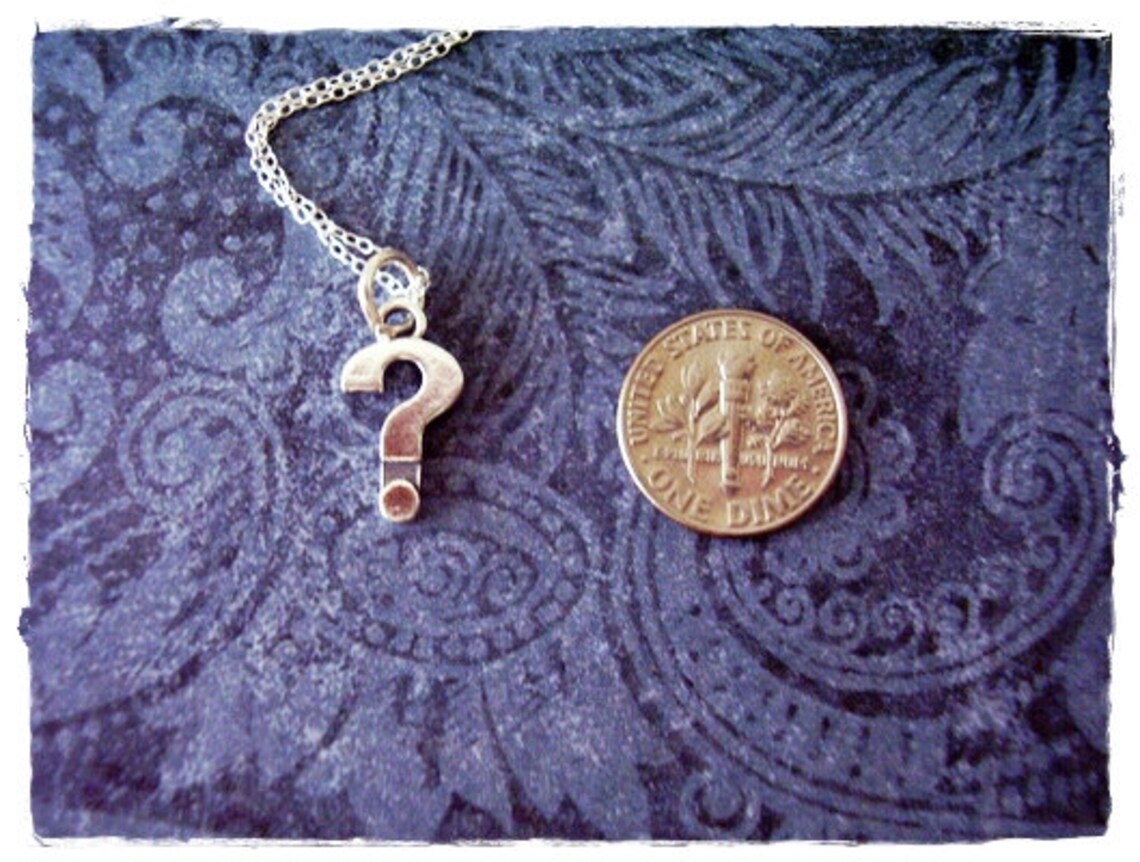 Silver Question Mark Necklace - Sterling Silver Question Mark Charm on ...