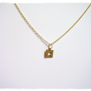 Gold Star Outline Necklace - Antique Brass Star Outline Charm on a ...