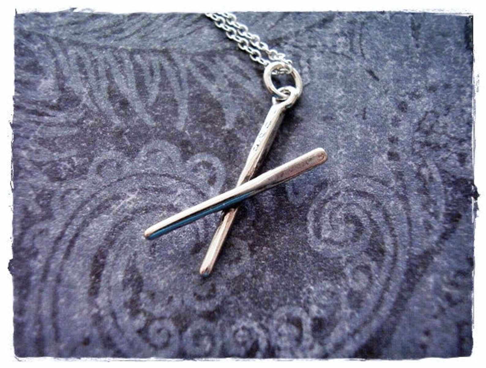 Silver Chopsticks Necklace Sterling Silver Chopsticks Charm - Etsy