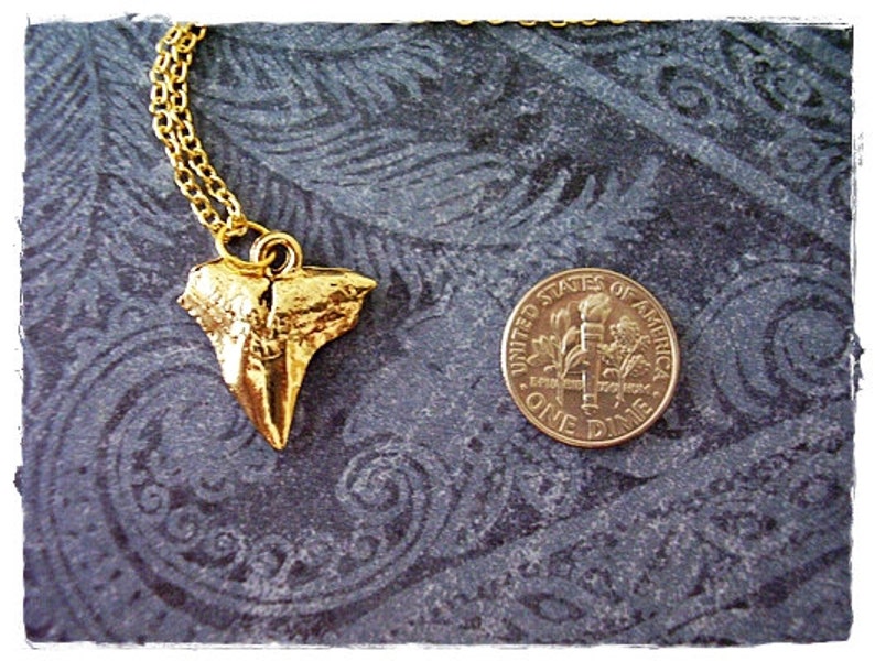 Gold Shark Tooth Necklace Antique Gold Pewter Shark Tooth - Etsy