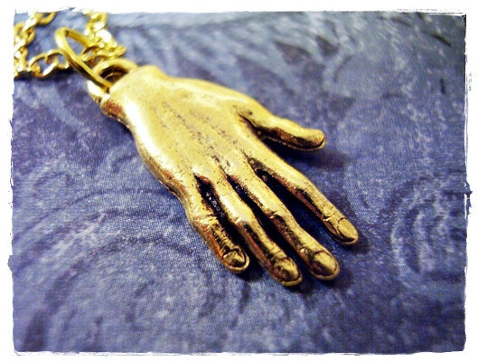 Gold Palm Reading Hand Necklace Antique Gold Pewter Palm - Etsy