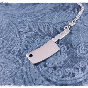 Silver Meat Cleaver Necklace - Sterling Silver Meat Cleaver Charm on a ...