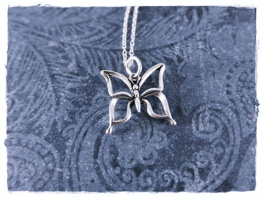 Silver Butterfly Necklace - Sterling Silver Butterfly Charm on a ...