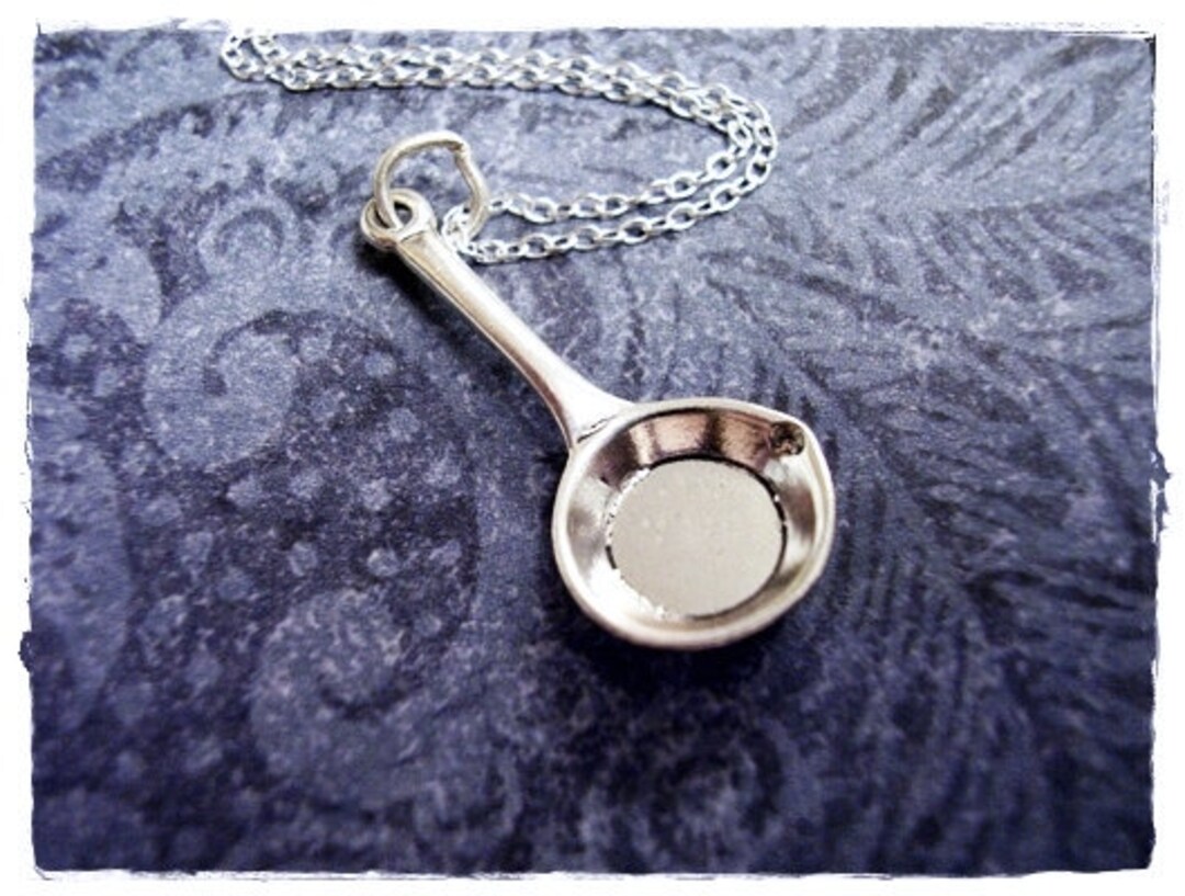 Silver Frying Pan Necklace - Sterling Silver Frying Pan Charm on a ...