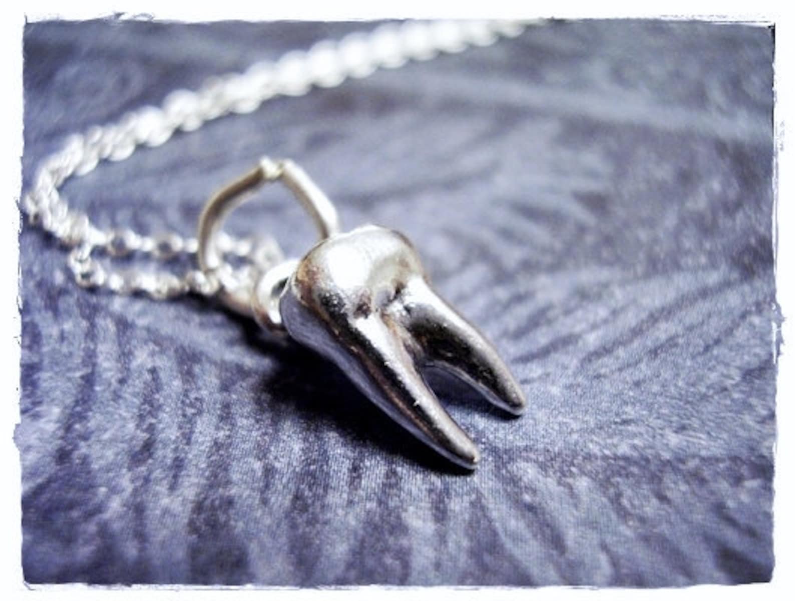 Silver Tooth Necklace Sterling Silver Tooth Charm on a | Etsy