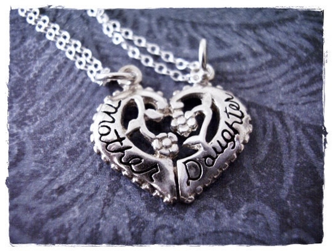 Mother and Daughter Heart Necklace Duo - Sterling Silver Mother ...