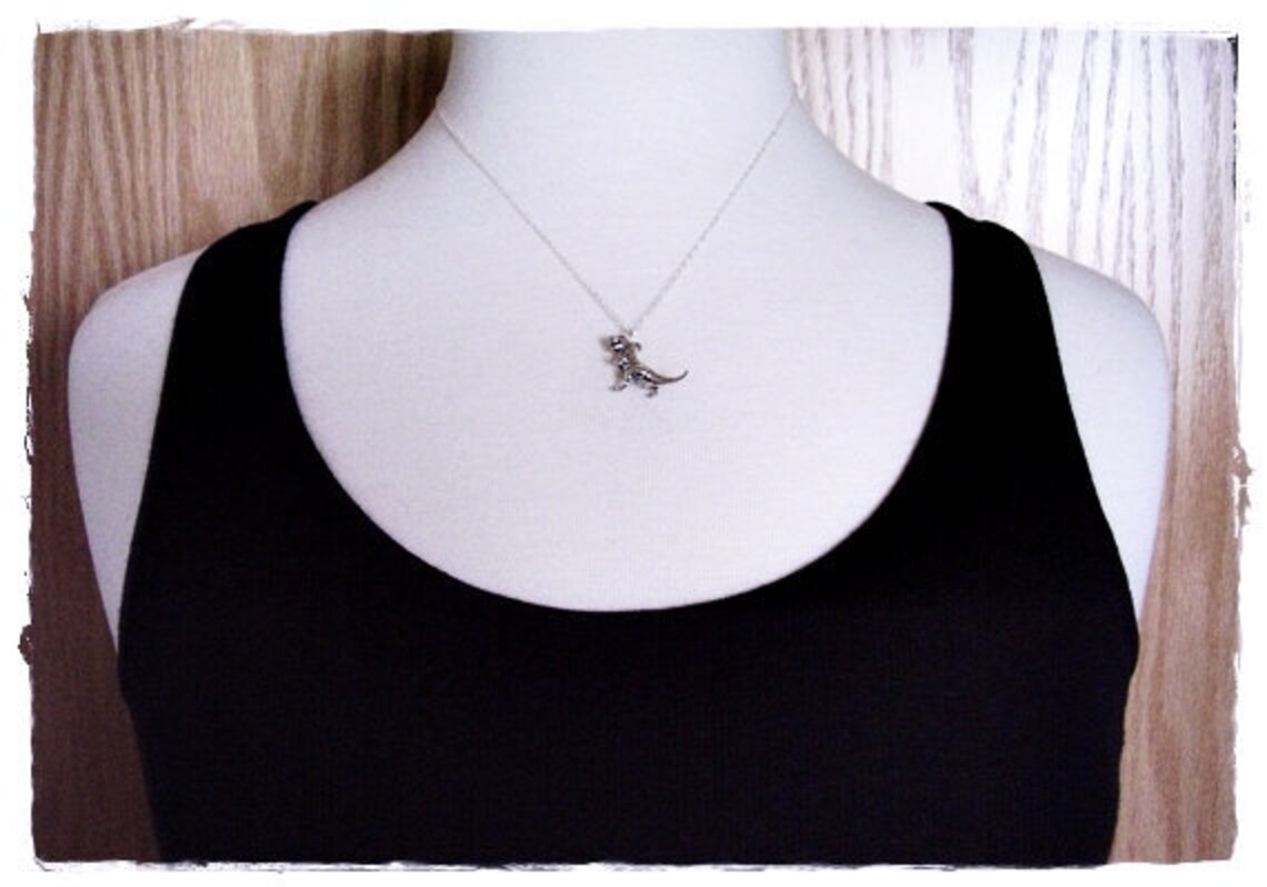 Silver T-rex Necklace - Sterling Silver Tyrannosaurus Charm on a ...
