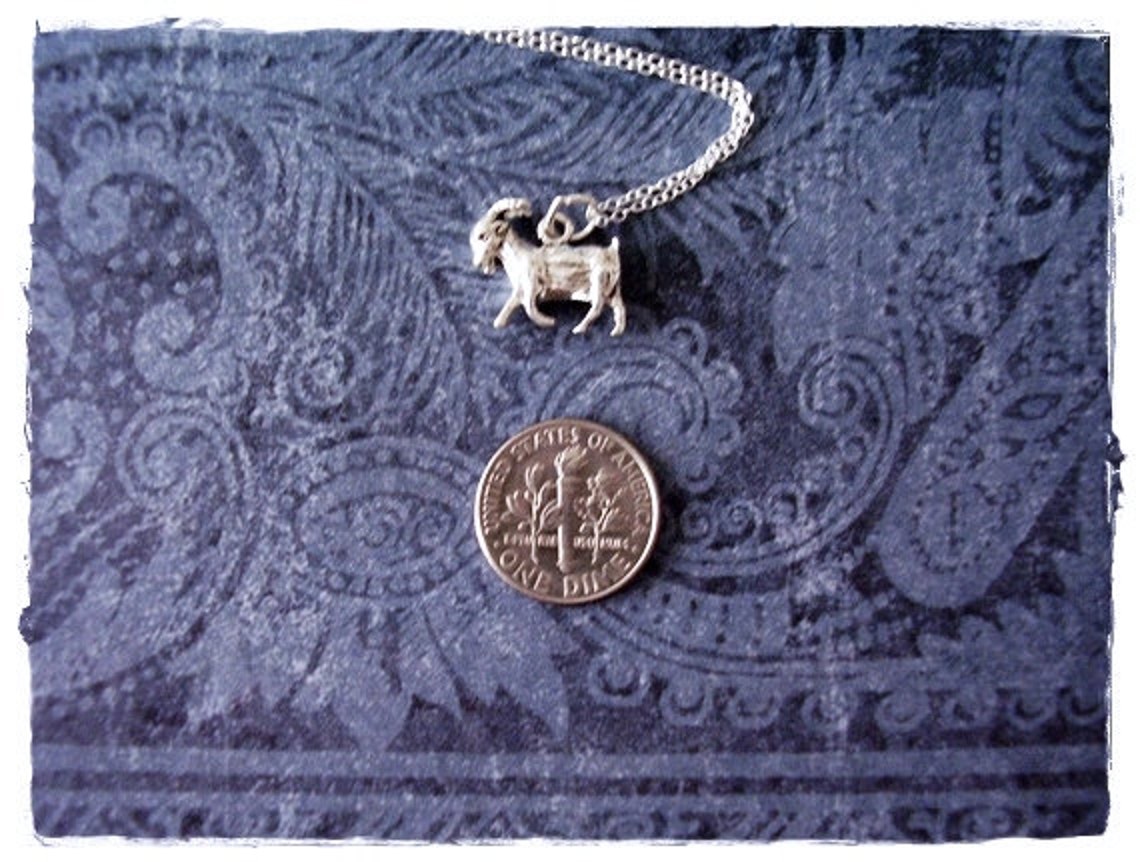 Silver Goat Necklace Sterling Silver Goat Charm on a | Etsy