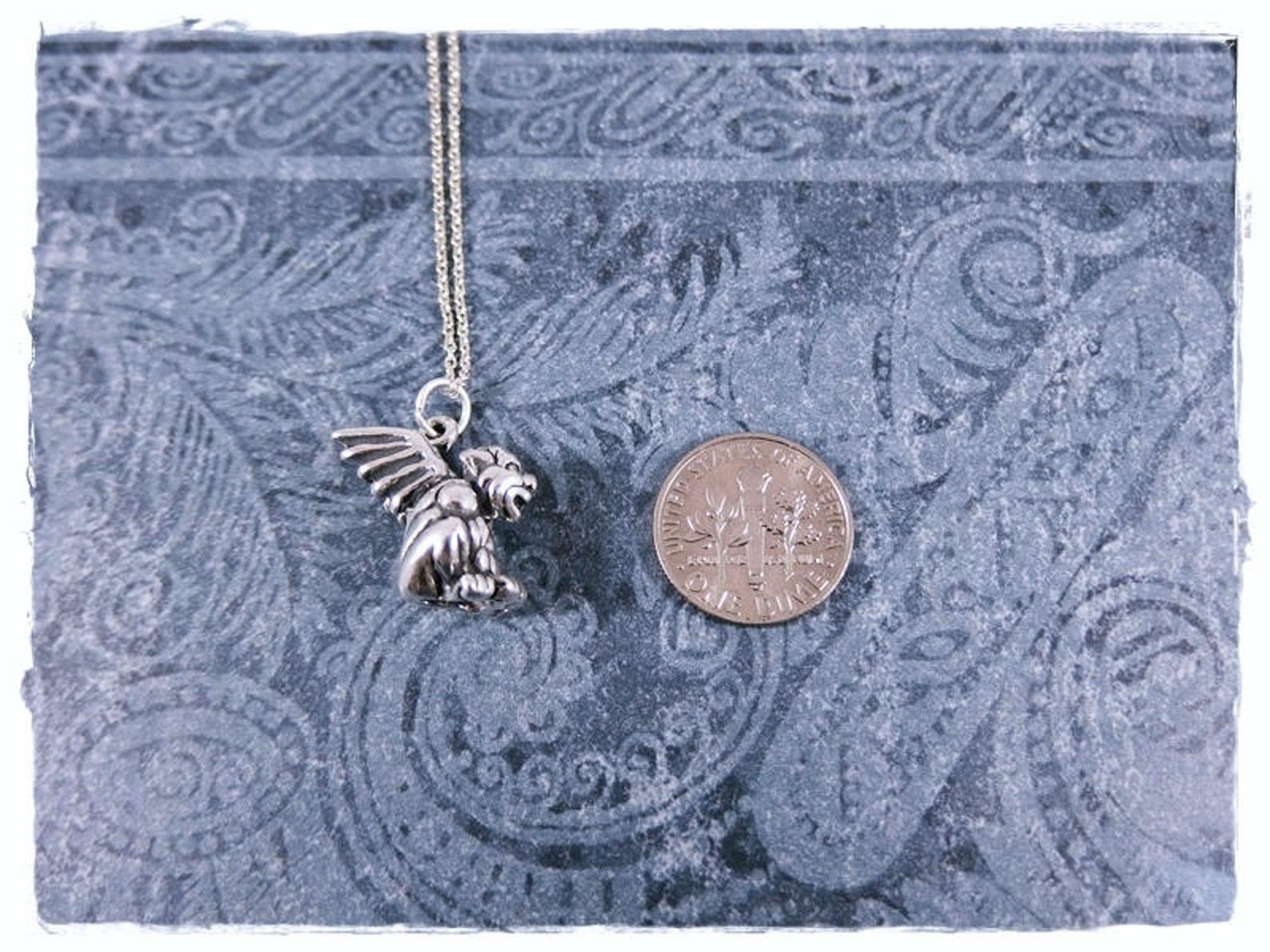 Silver Gargoyle Necklace Sterling Silver Gargoyle Charm on a - Etsy