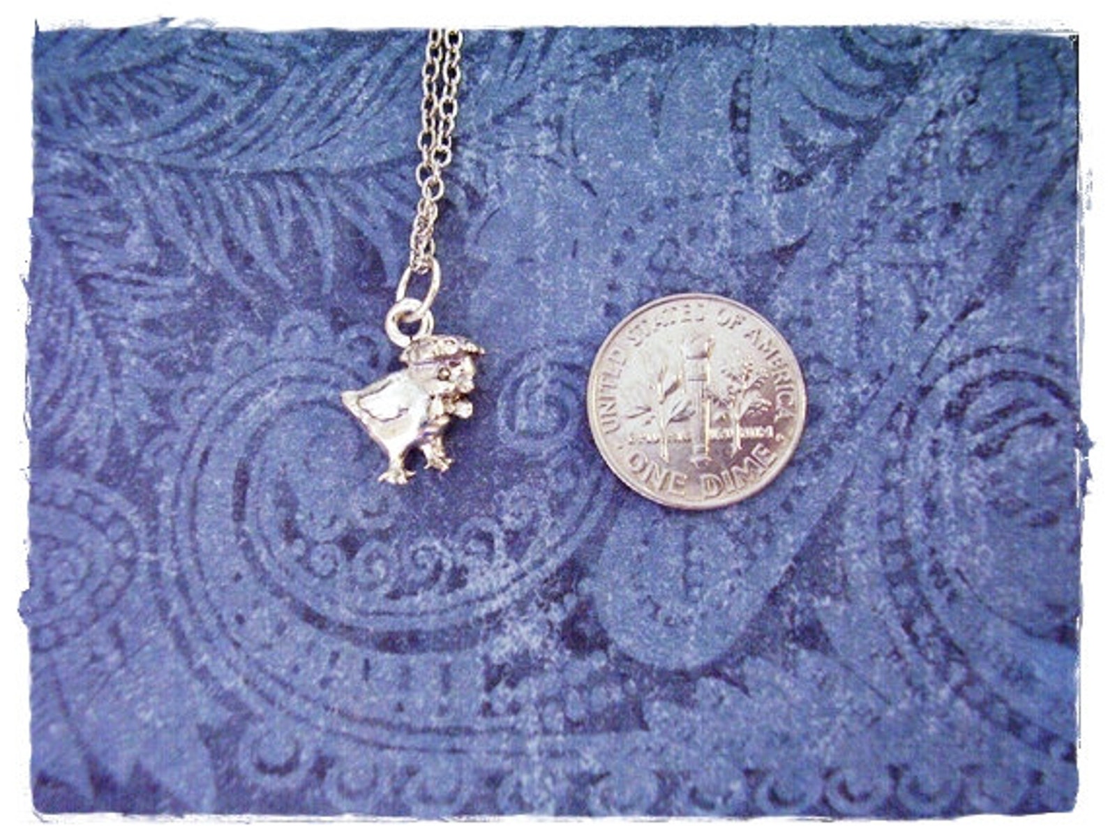 Silver Baby Chick Necklace - Silver Pewter Baby Chick Charm on a ...