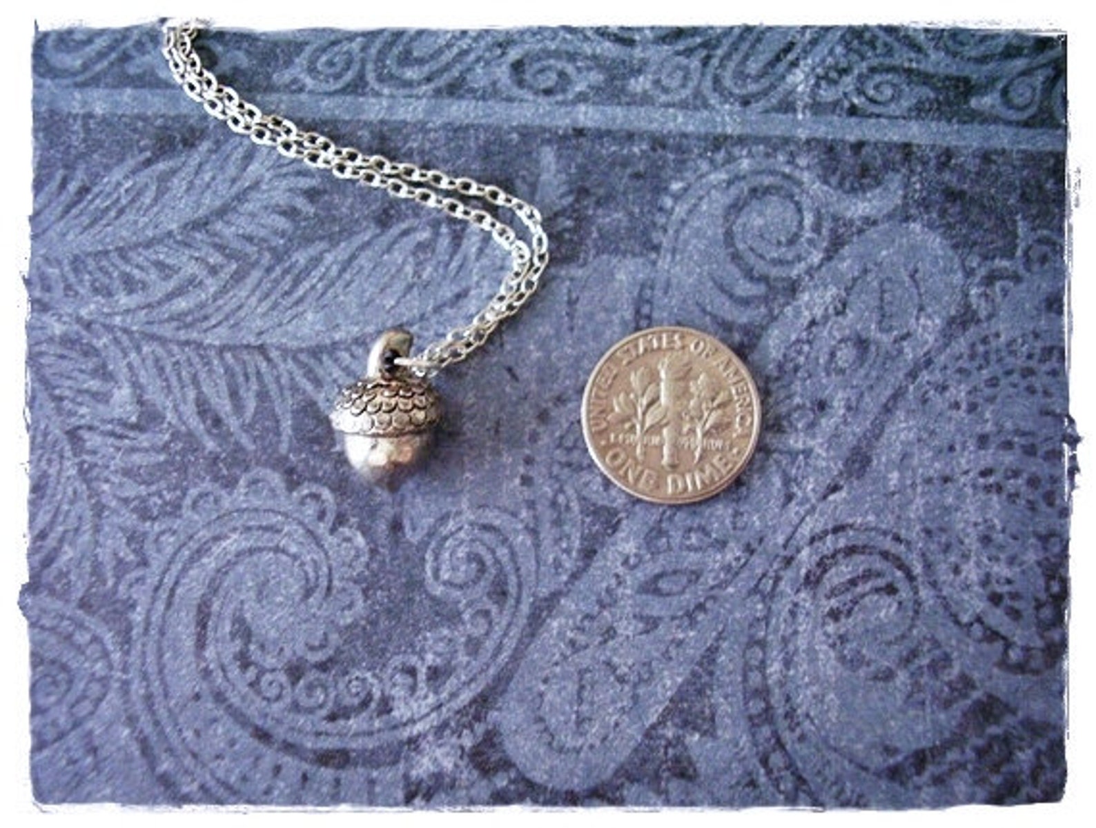 Silver Acorn Necklace Antique Pewter Acorn Charm on a - Etsy