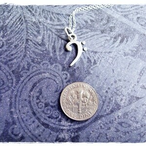 Silver Bass Clef Necklace Sterling Silver Bass Clef Charm on a Delicate ...
