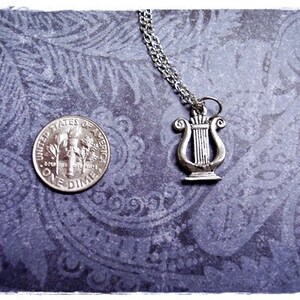 Silver Lyre Necklace - Antique Pewter Lyre Charm on a Delicate ...