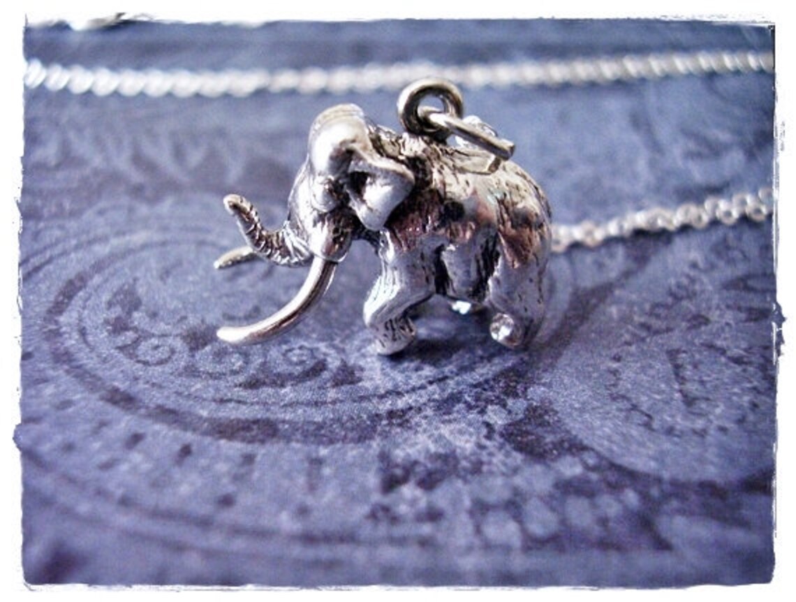 Sterling Mammoth Necklace - Sterling Silver Mammoth Charm on a Delicate ...