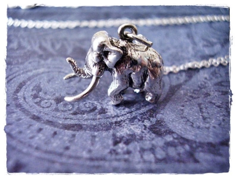 Sterling Mammoth Necklace - Sterling Silver Mammoth Charm on a Delicate ...