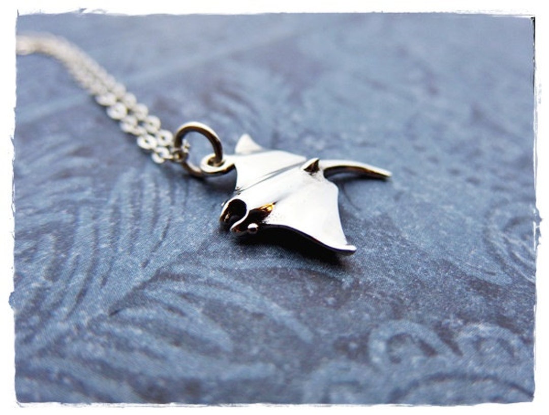 Silver Manta Ray Necklace - Sterling Silver Manta Ray Charm on a ...