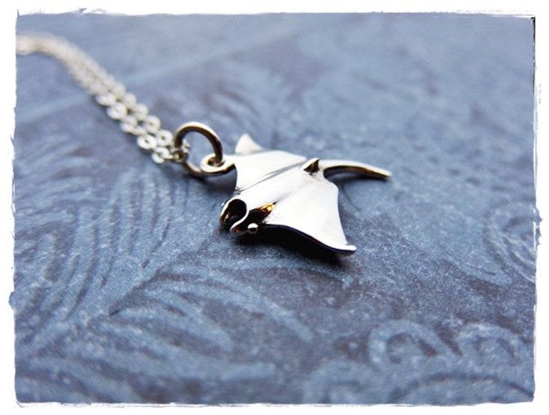 Silver Manta Ray Necklace Sterling Silver Manta Ray Charm on - Etsy