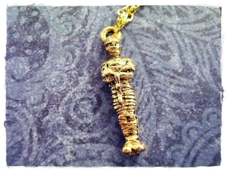 Gold Mummy Necklace Antique Gold Pewter Mummy Charm on a - Etsy