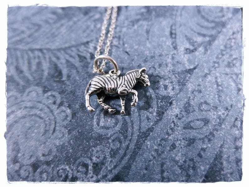 Silver Zebra Necklace Sterling Silver Zebra Charm on a - Etsy