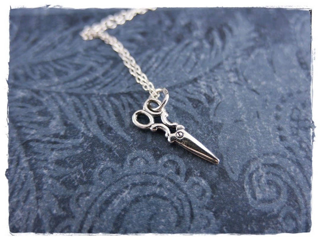 Tiny Scissors Necklace - Sterling Silver Scissors Charm on a Delicate ...