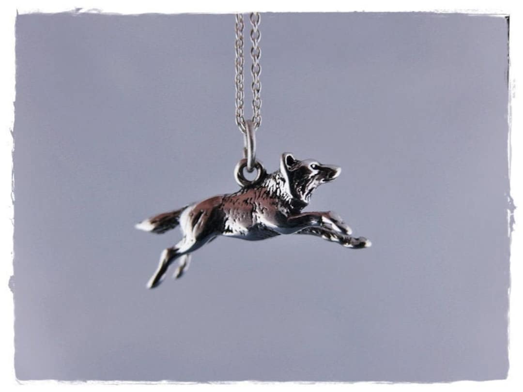 Silver Running Wolf Necklace - Sterling Silver Running Wolf Charm on a ...