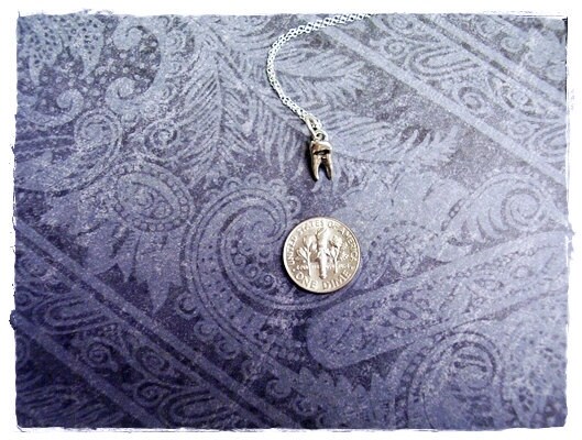 Silver Tooth Necklace Sterling Silver Tooth Charm on a | Etsy