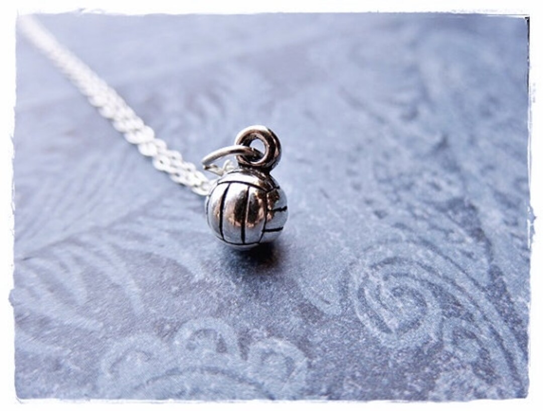 Tiny Volleyball Necklace - Sterling Silver Volleyball Charm on a ...