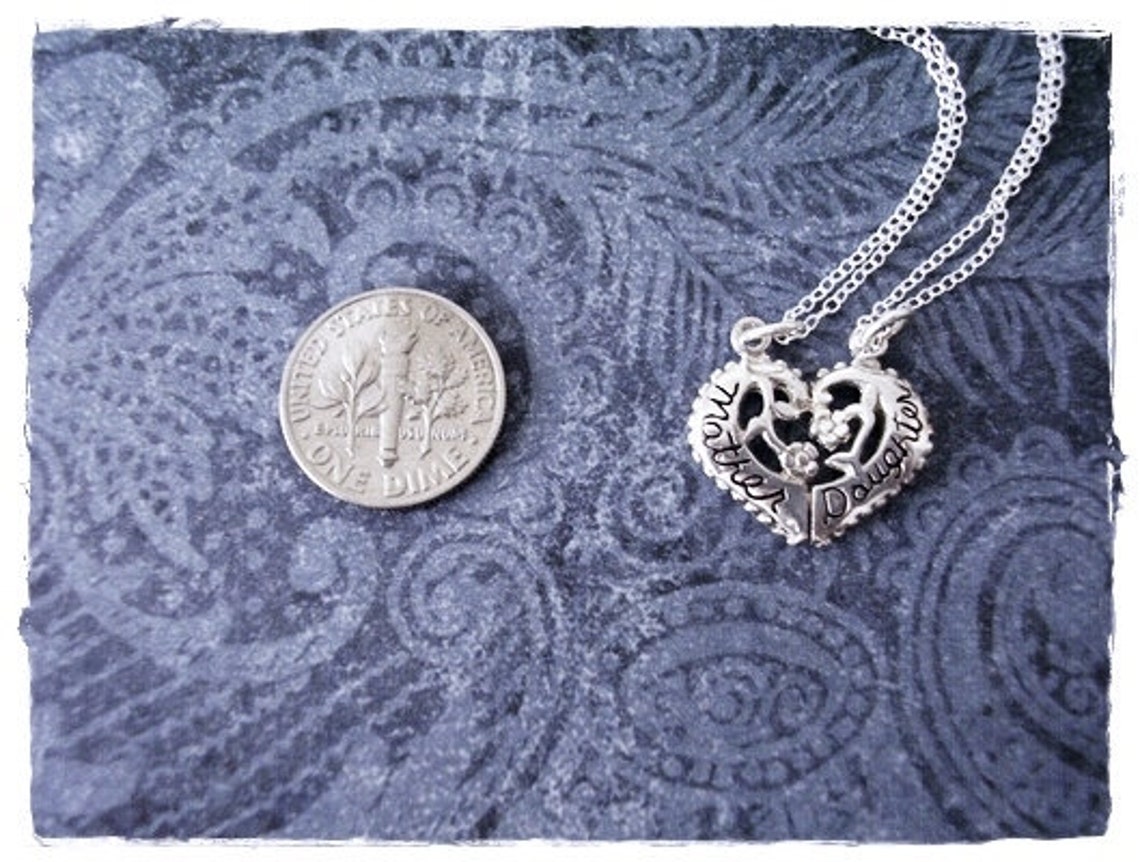 Mother and Daughter Heart Necklace Duo - Sterling Silver Mother ...