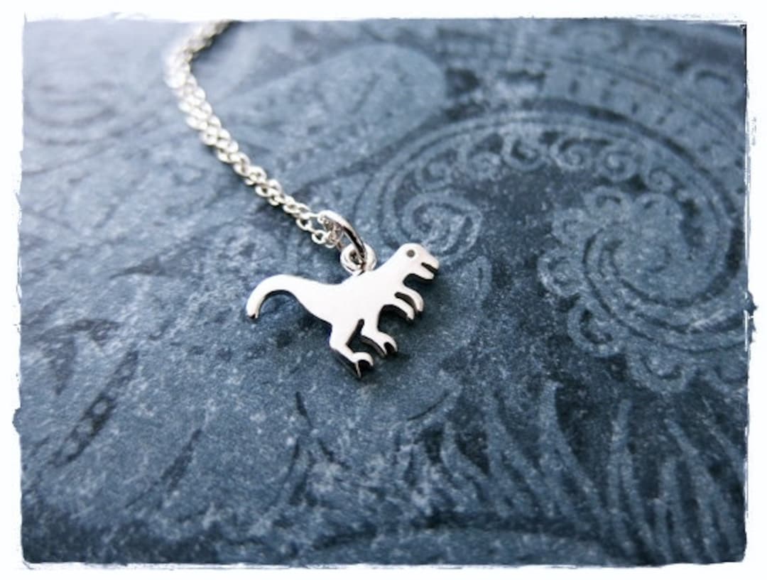 Tiny T-rex Necklace - Sterling Silver T-rex Charm on a Delicate ...