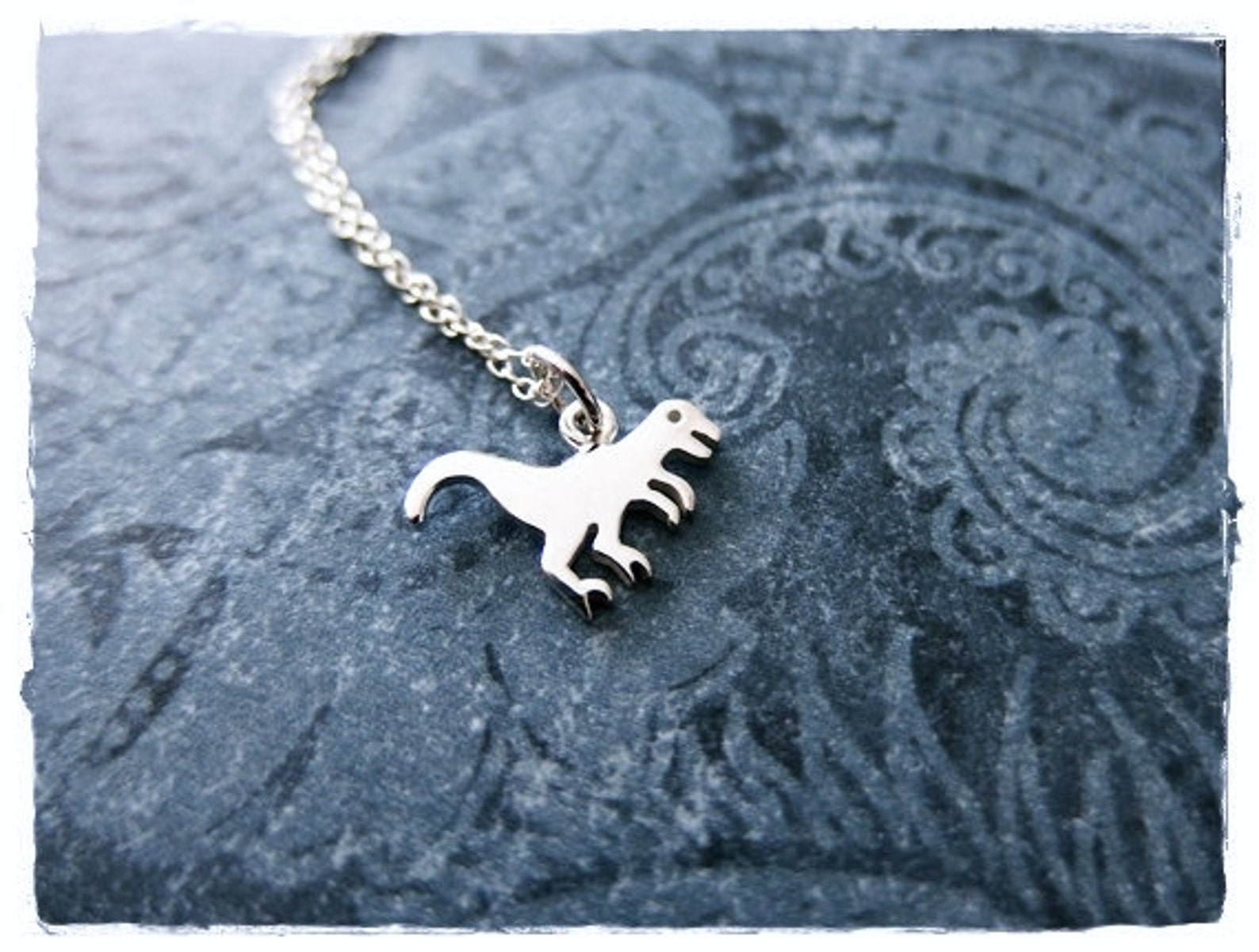 Tiny T-rex Necklace - Sterling Silver T-rex Charm on a Delicate ...