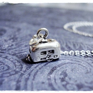 Silver RV Camper Necklace - Sterling Silver RV Camper Charm on a ...