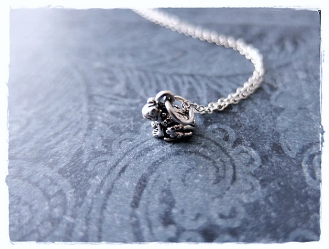 Tiny Toad Necklace Sterling Silver Toad Charm on a Delicate - Etsy