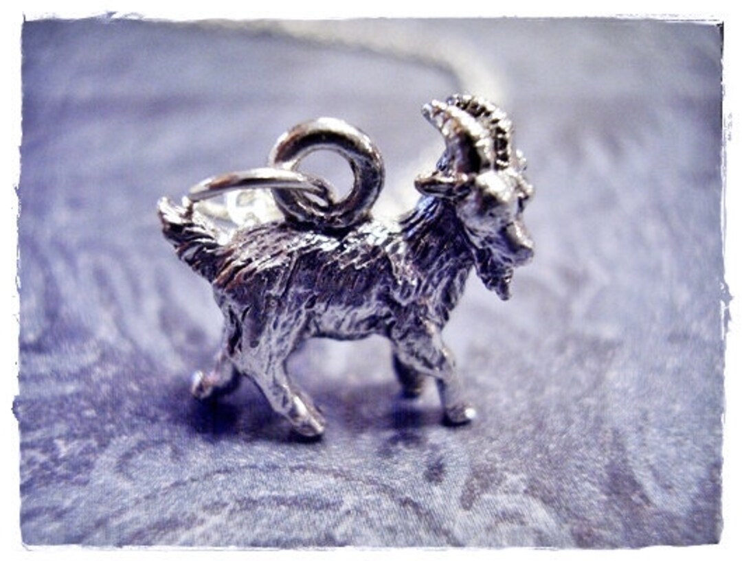 Silver Goat Necklace - Silver Pewter Goat Charm on a Delicate Stainless ...