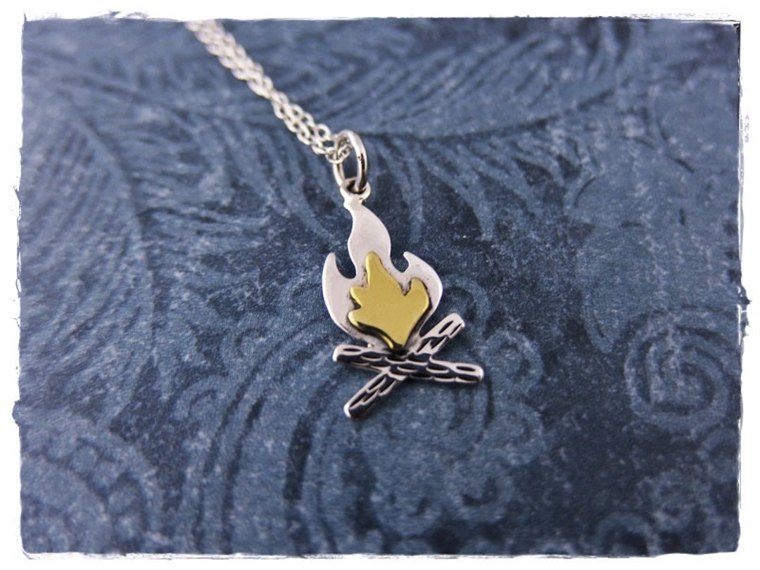 Gold and Silver Campfire Necklace - Bronze and Sterling Silver Campfire ...