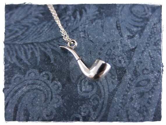 Silver Pipe Necklace Sterling Silver Pipe Charm on a | Etsy