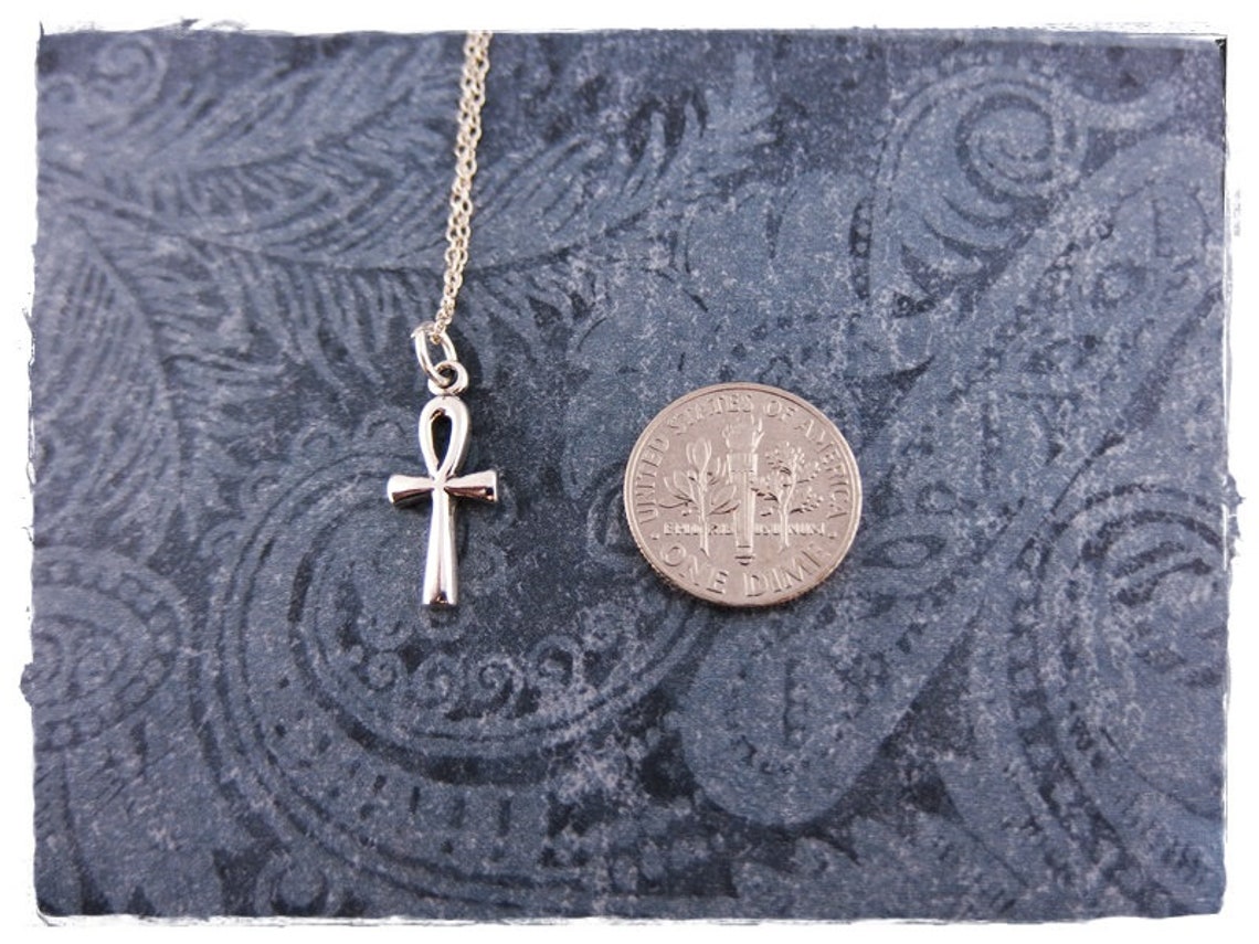 Tiny Silver Ankh Necklace Sterling Silver Ankh Charm on a - Etsy